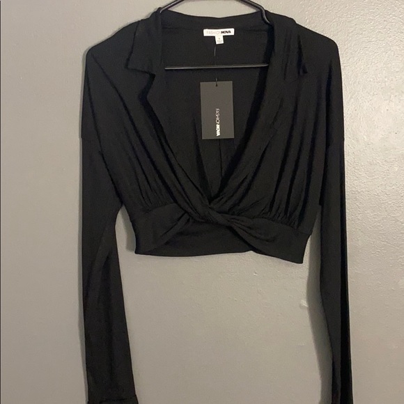 Fashion Nova | Tops | Black Open Front Top | Poshmark